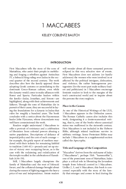 (PDF) 1 Maccabees Women's Bible Commentary