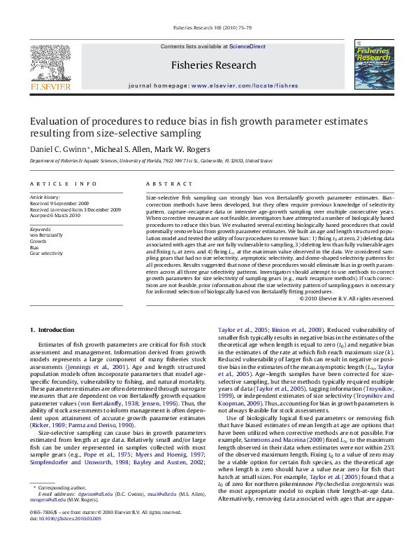 (PDF) Evaluation of procedures to reduce bias in fish growth parameter ...