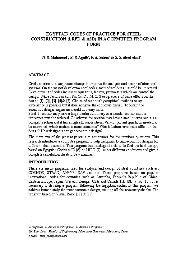 (DOC) Egyptain code S of practice for steel CONSTRUCTION