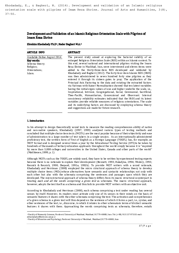 (PDF) Development and Validation of an Islamic Religious Orientation ...