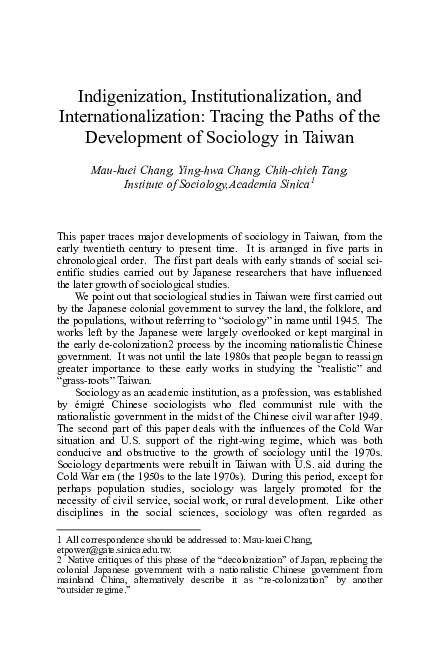 (PDF) Indigenization, Institutionalization, and Internationalization ...