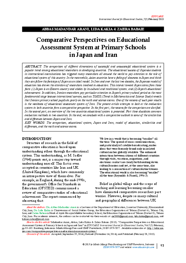(PDF) 'Comparative Perspectives on Educational Assessment System at ...