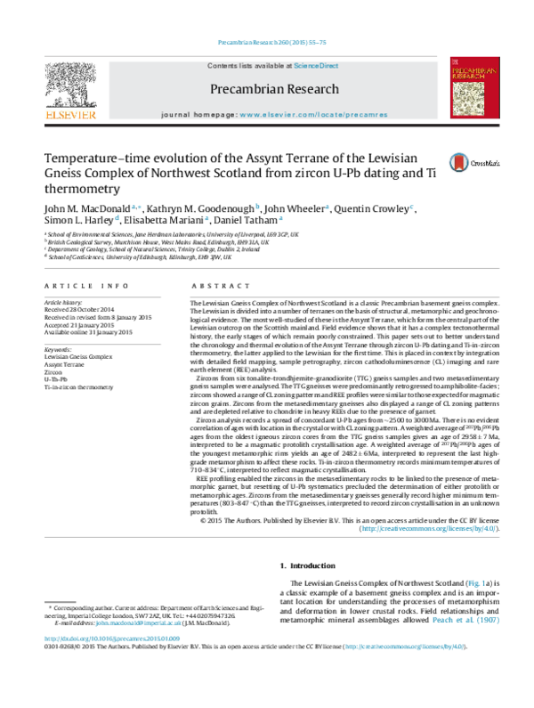 (PDF) Temperature–time evolution of the Assynt Terrane of the Lewisian ...