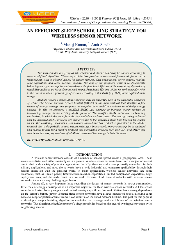 (PDF) AN EFFICIENT SLEEP SCHEDULING STRATEGY FOR WIRELESS SENSOR NETWORK