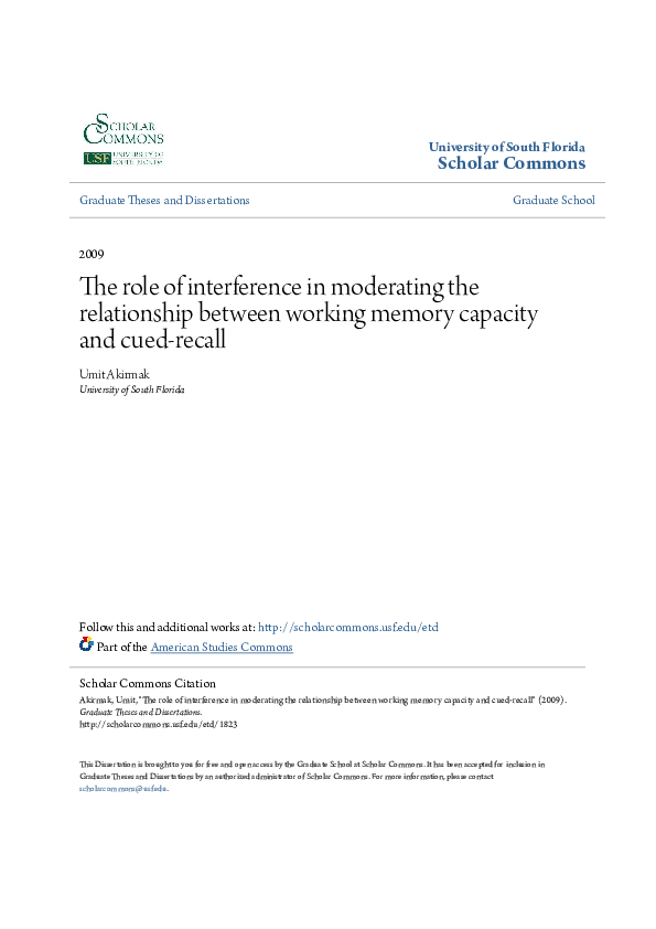 (PDF) The role of interference in moderating the relationship between working memory capacity ...