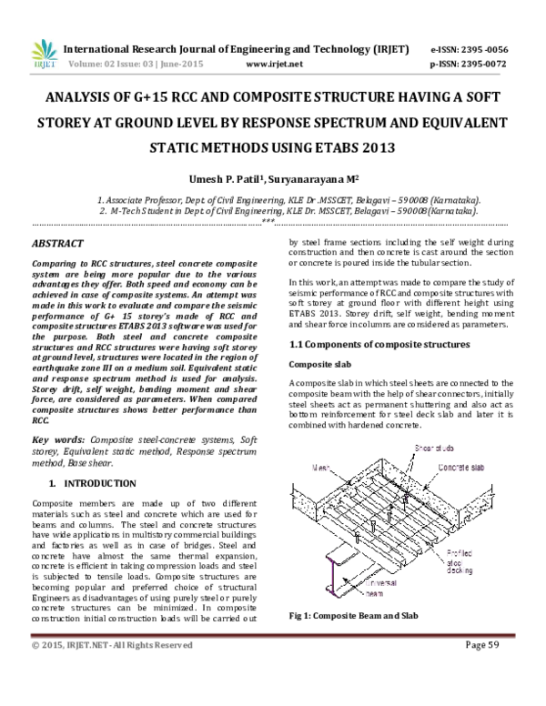 (PDF) IRJET-ANALYSIS OF G+15 RCC AND COMPOSITE STRUCTURE HAVING A SOFT STOREY AT GROUND LEVEL BY ...