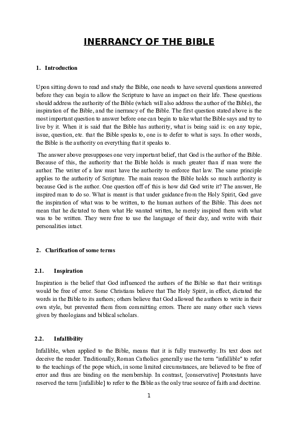 (DOC) Inerrancy of Bible
