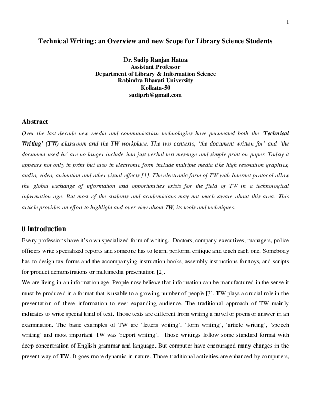 (PDF) Technical Writing: an Overview and new Scope for Library Science ...