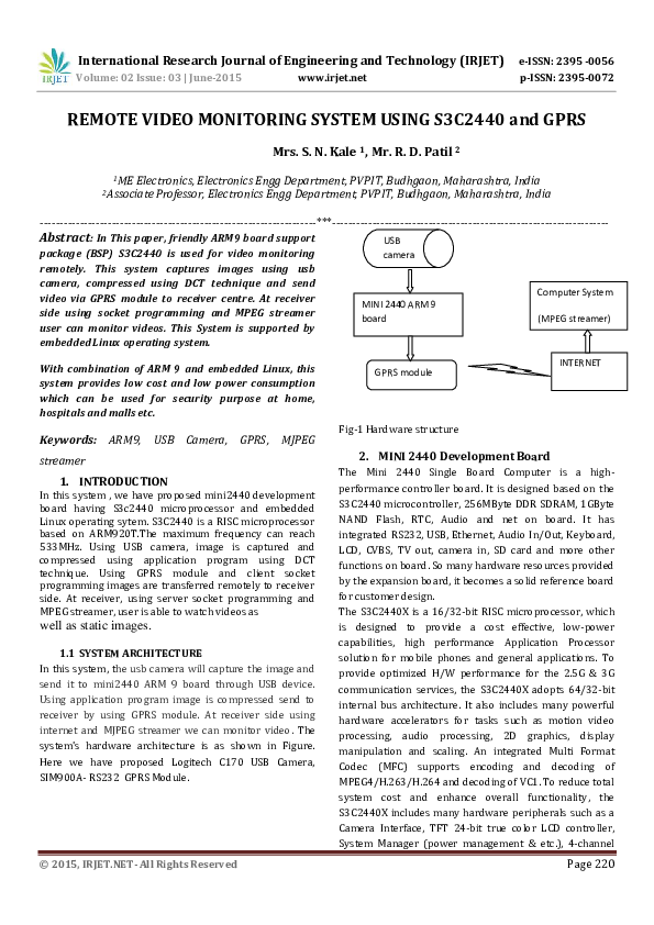 (PDF) IRJET-REMOTE VIDEO MONITORING SYSTEM USING S3C2440 and GPRS