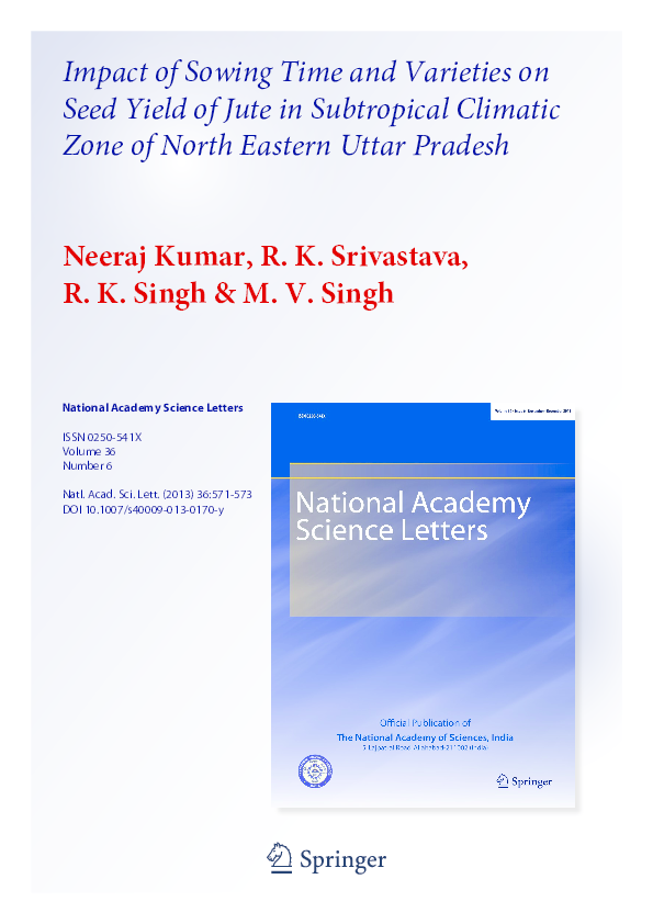 Pdf Impact Of Sowing Time And Varieties On Seed Yield Of Jute In