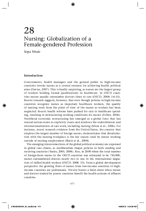 (PDF) Nursing: Globalization of a female-gendered profession