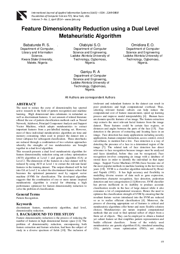 (PDF) Towards an Improved face recognition system through dimensionality reduction