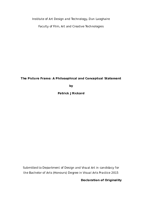 (DOC) The Picture Frame: A Conceptual and Philosophical Statement