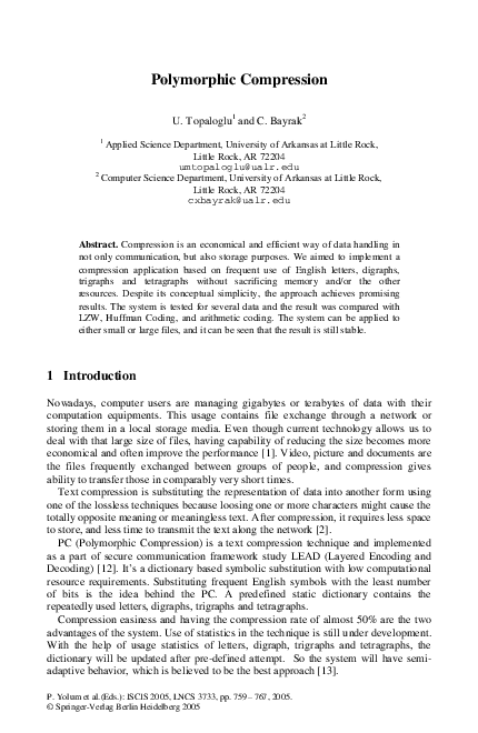 (PDF) Polymorphic Compression