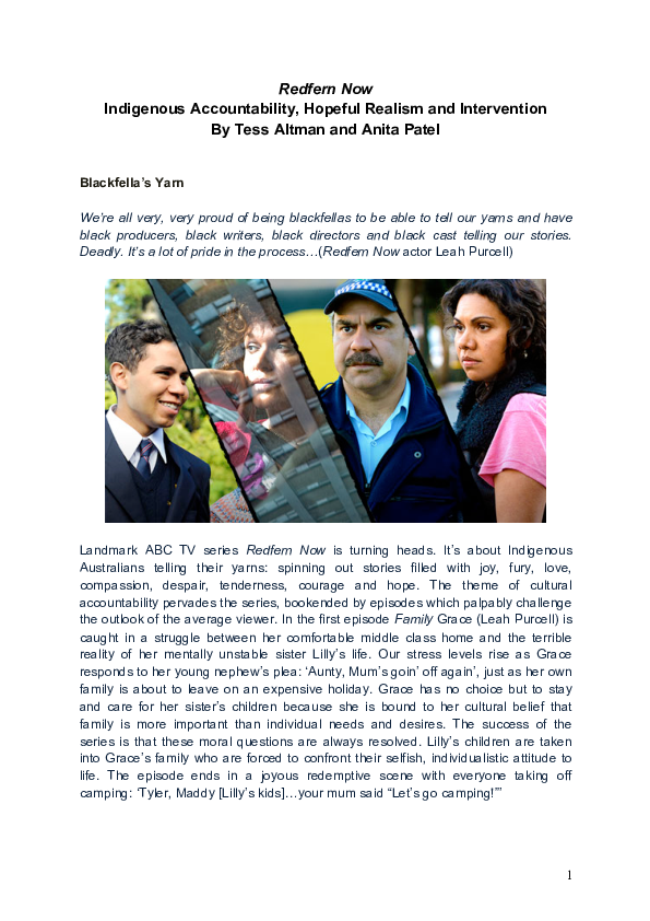(PDF) Redfern Now: Indigenous Accountability, Hopeful Realism and ...