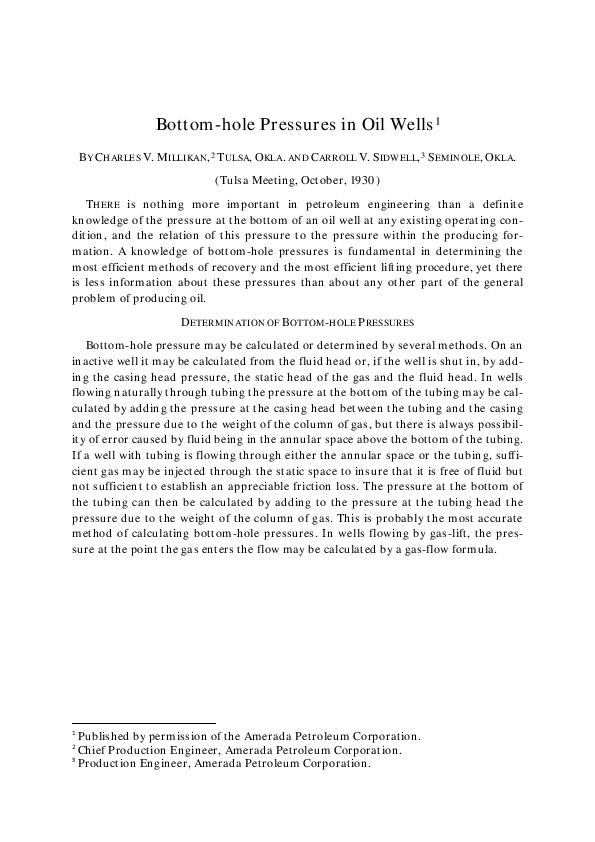 (PDF) BOTTOM HOLE PRESSURE IN OIL WELL