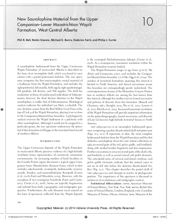(PDF) New hadrosaurine material from the Wapiti Formation, west-central ...