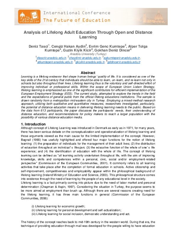 (PDF) Analysis of Lifelong Adult Education Through Open and Distance ...
