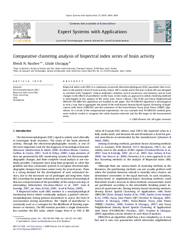Pdf Comparative Clustering Analysis Of Bispectral Index Series Of