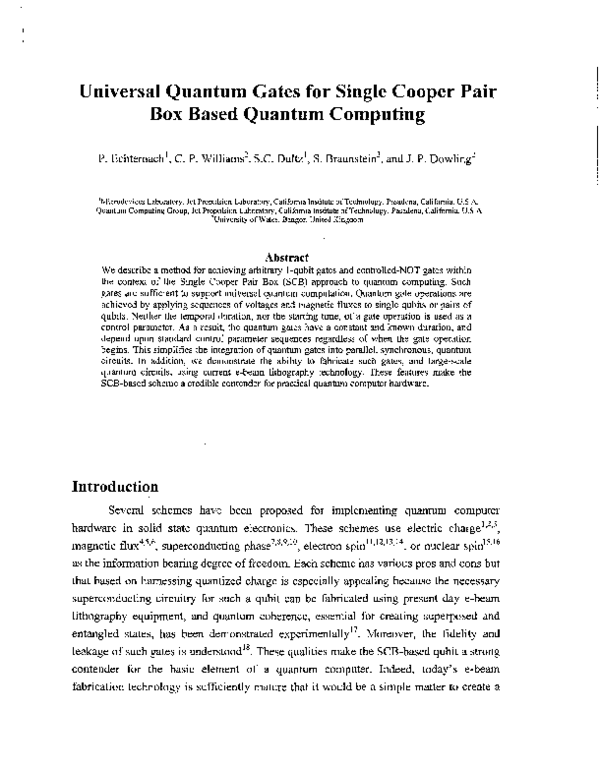 (PDF) Universal Quantum Gates for Single Cooper Pair Box Based Quantum ...