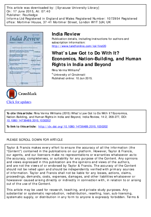 (PDF) Rina Verma Williams's Review of Human Rights under State-Enforced ...