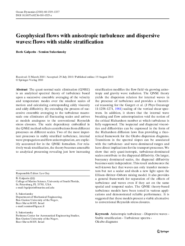 (PDF) Geophysical flows with anisotropic turbulence and dispersive waves: flows with stable ...