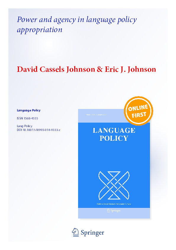 (PDF) Power and agency in language policy appropriation