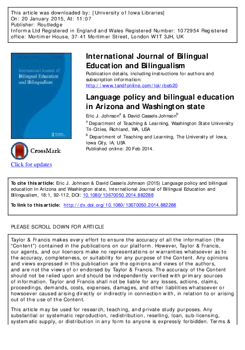 (PDF) Language policy in Arizona and Washington State
