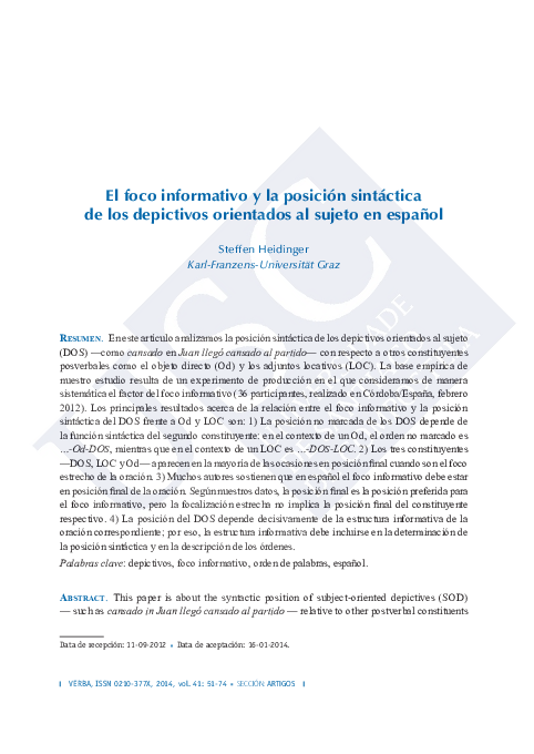 (PDF) El foco informativo y la posición sintáctica de los depictivos ...