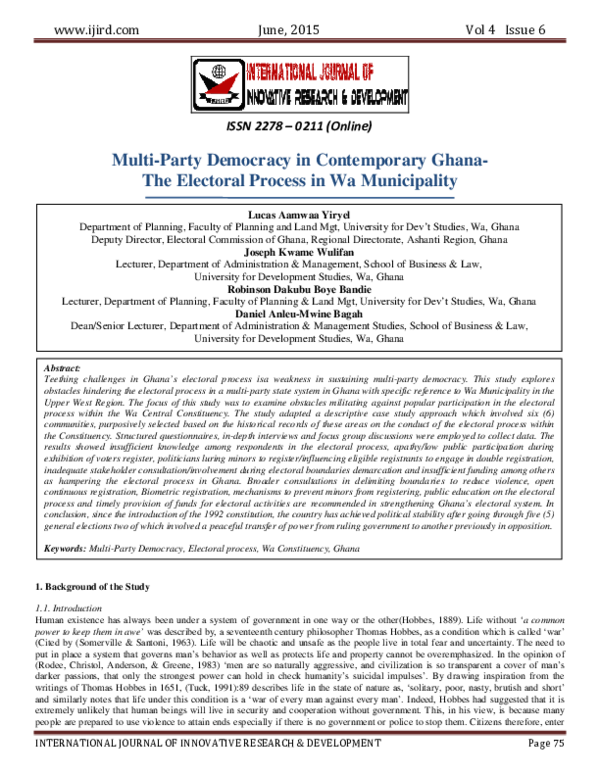 Multi-Party Democracy in Contemporary Ghana- The Electoral Process in ...