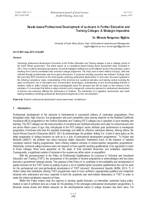 (PDF) Needs-based Professional Development of Lecturers in Further ...