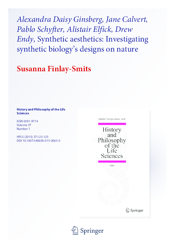 (PDF) Alexandra Daisy Ginsberg, Jane Calvert, Pablo Schyfter, Alistair ...