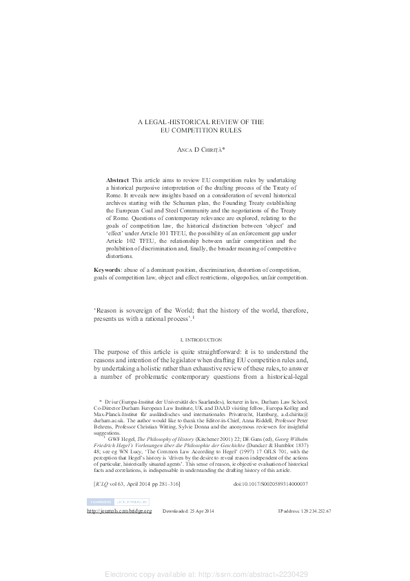 (PDF) A Legal-Historical Review of the EU Competition Rules ...