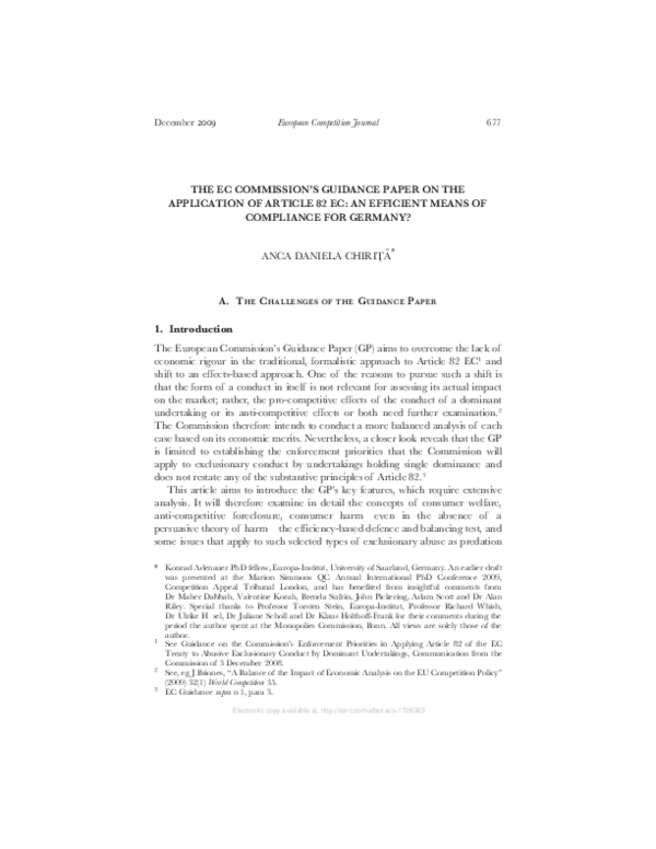 (PDF) The EC Commission's Guidance Paper on the Application of Article ...