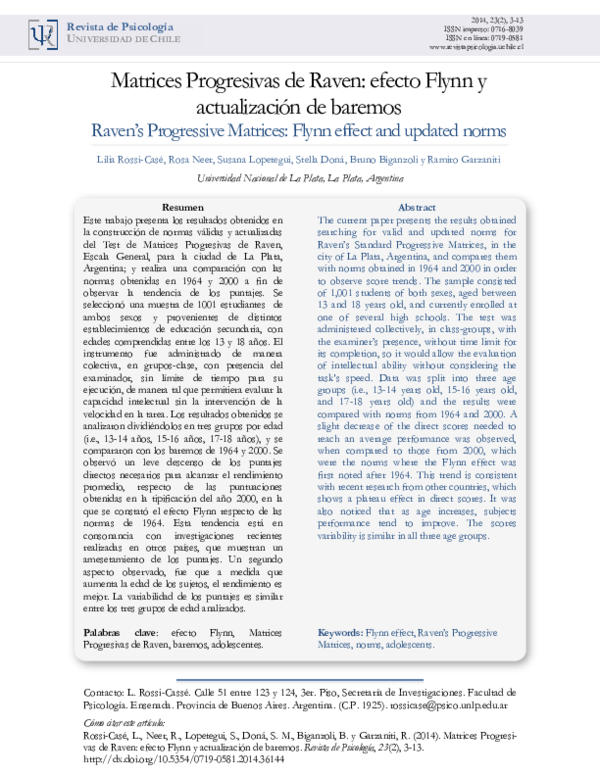 (PDF) Matrices Progresivas de Raven: efecto Flynn y actualización de ...