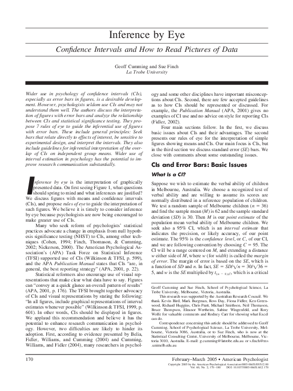 (PDF) Confidence Intervals and How to Read Pictures of Data