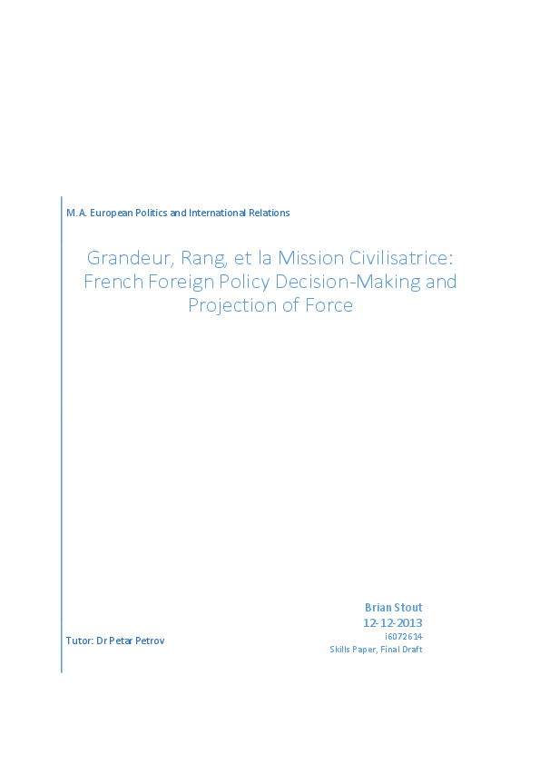 (PDF) French Foreign Policy Decision-Making and Projection of Force