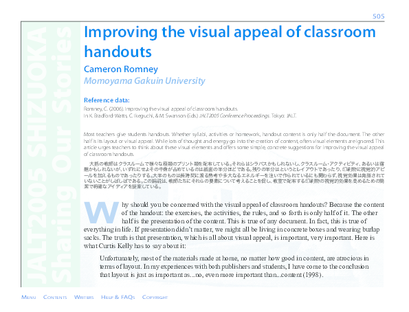 (PDF) Improving the visual appeal of classroom handouts (2005)