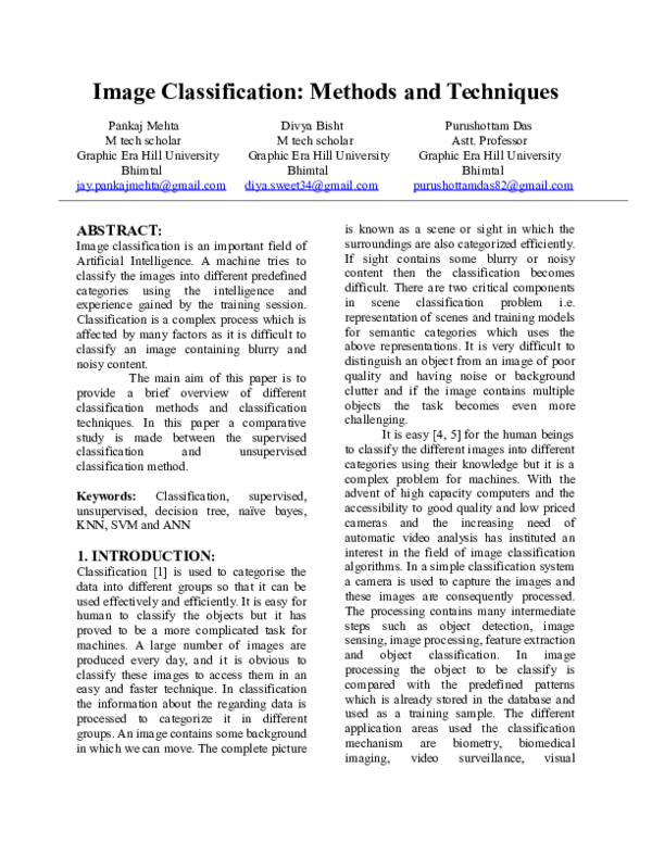 Doc Image Classification Methods And Techniques