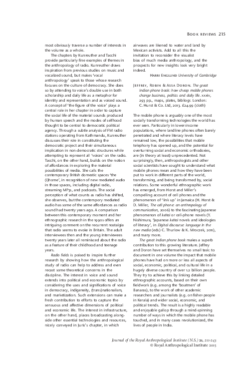 (PDF) Review of The Great Indian Phone Book_J. Royal Anthropological ...