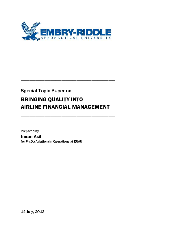 (PDF) Bringing Quality into Airline Financial Management