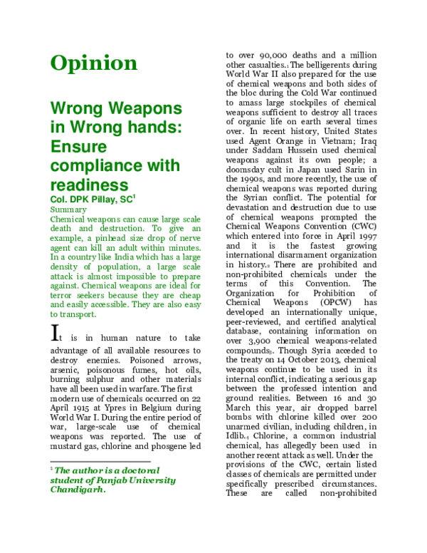 (PDF) Wrong Weapons in Wrong hands: Ensure compliance with readiness