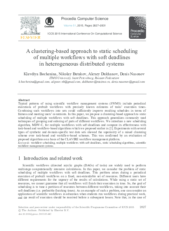 Pdf A Clustering Based Approach To Static Scheduling Of Multiple Workflows With Soft Deadlines