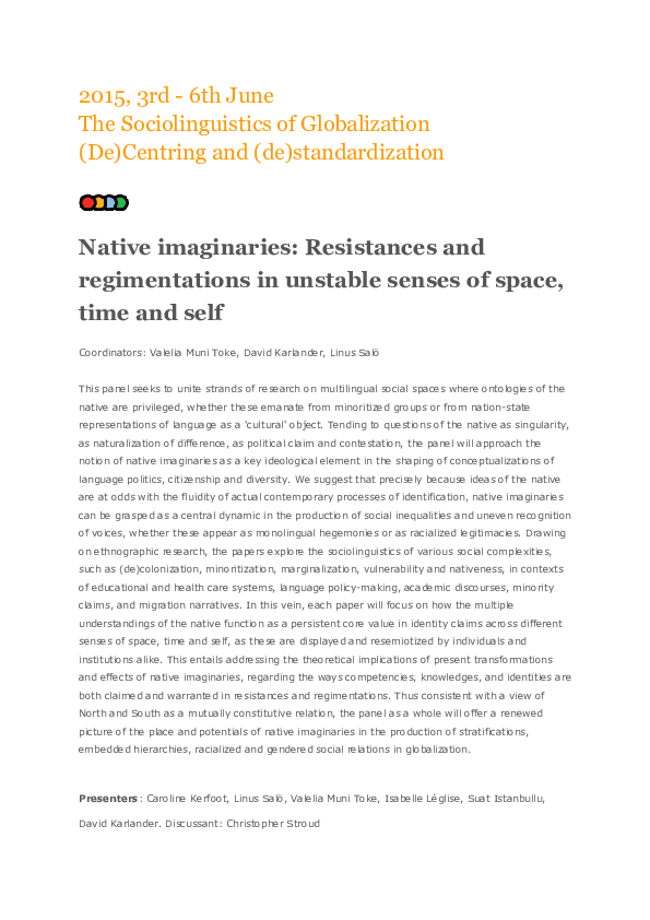 (PDF) SLXG15: Native imaginaries: Resistances and regimentations in ...