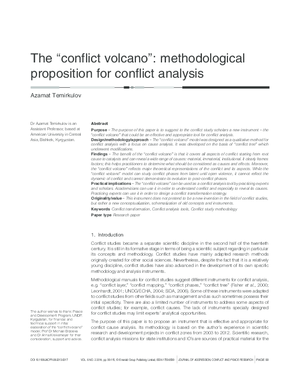 (PDF) The “conflict volcano”: methodological proposition for conflict ...