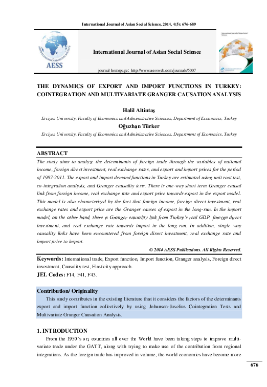 (PDF) THE DYNAMICS OF EXPORT AND IMPORT FUNCTIONS IN TURKEY ...