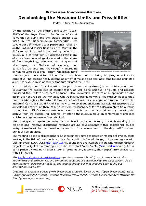 “Decolonising the Museum: Limits and Possibilities”, University ...