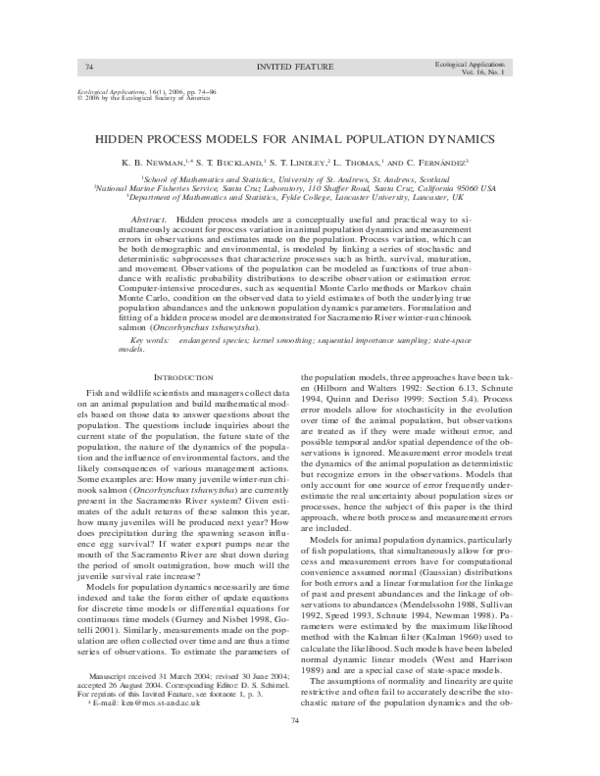 (PDF) Hidden Process Models For Animal Population Dynamics