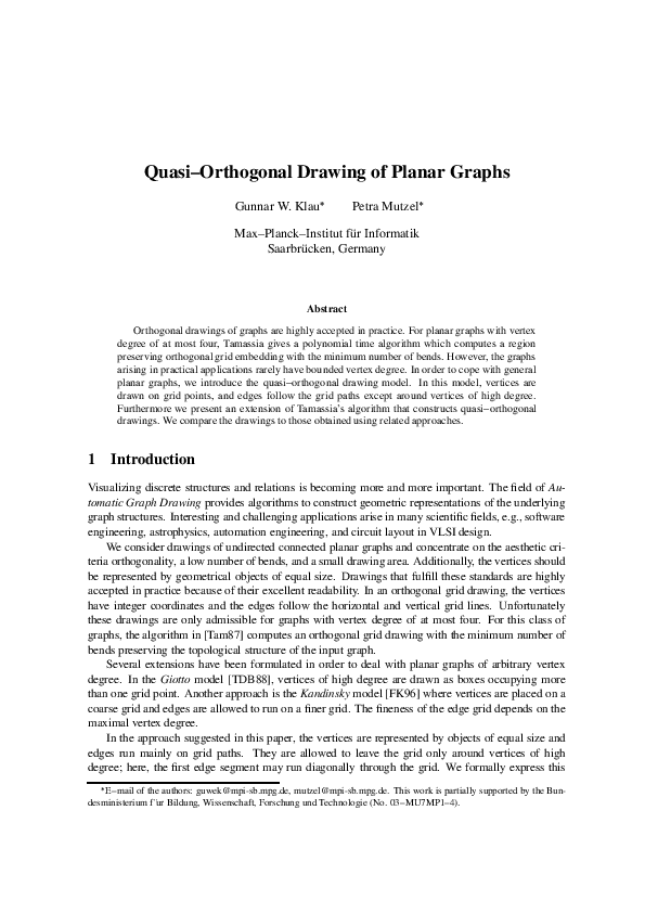 (PDF) Quasi-Orthogonal Drawing of Planar Graphs