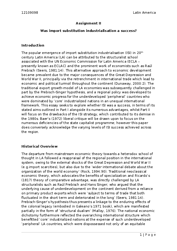 (DOC) Latin America: was import substitution industrialisation a ...